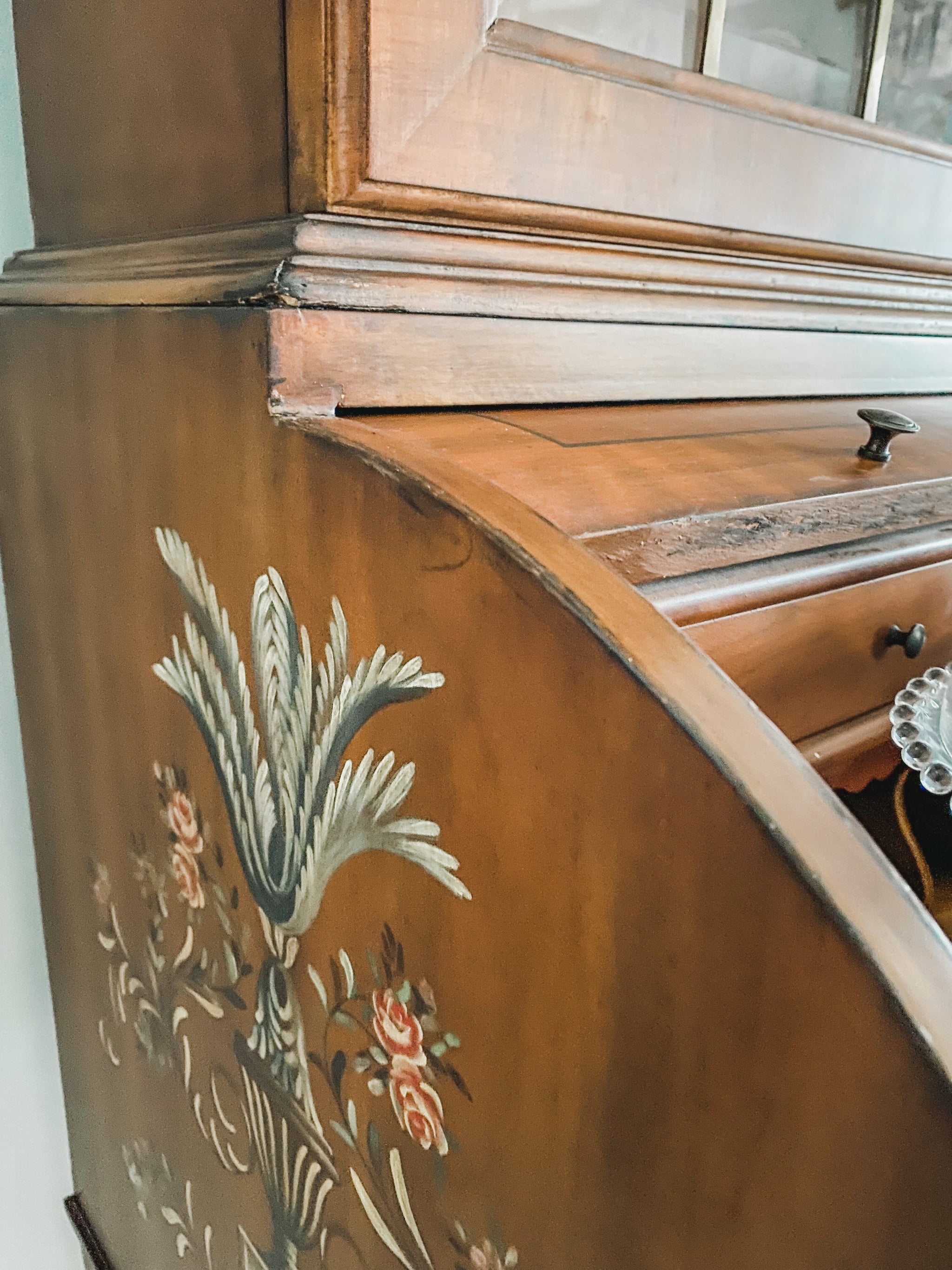 Gorgeous Hand Painted Adams Style Roll Top Secretary – Raspberry and ...